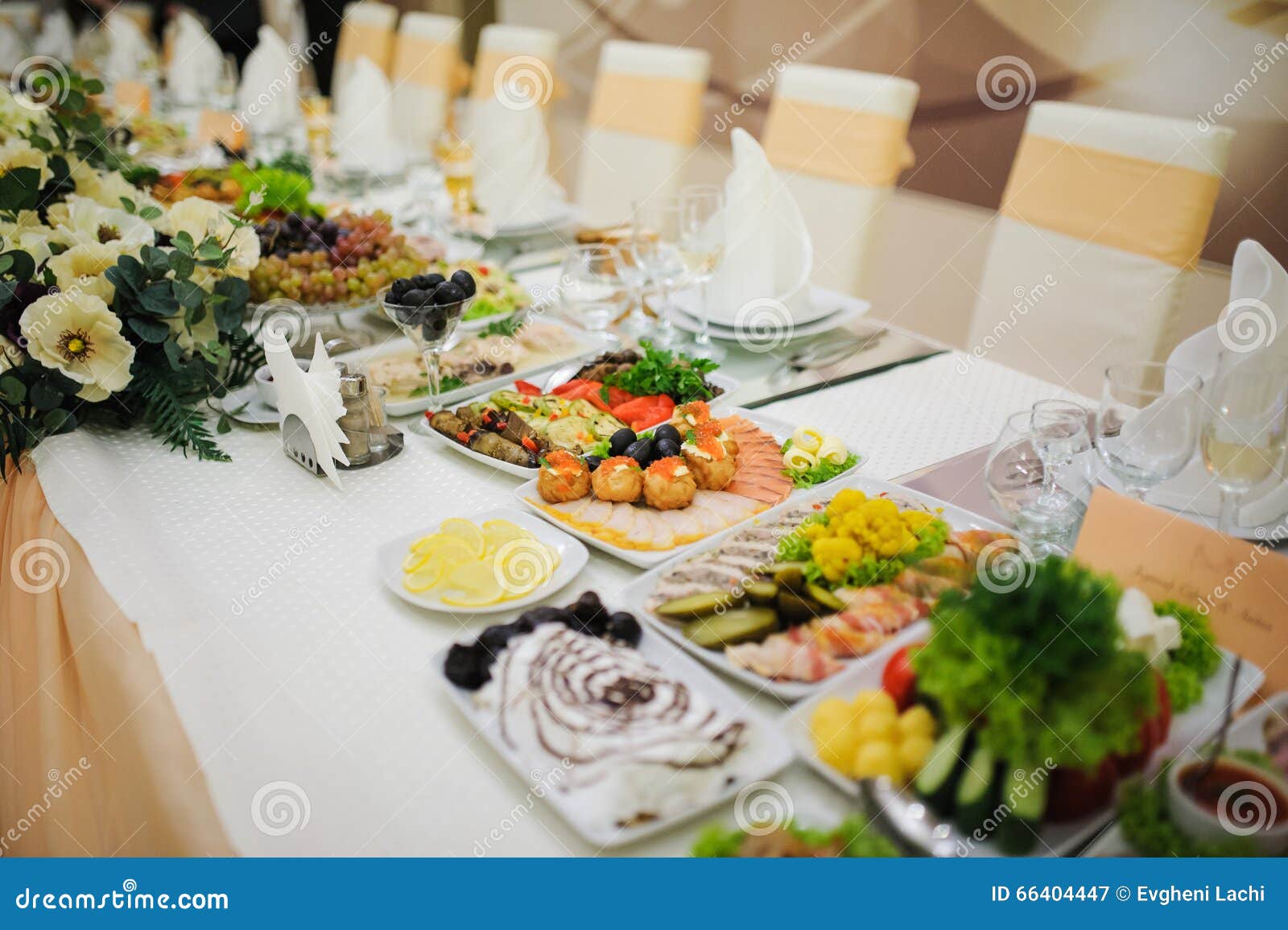 Cattering. Table Full of Food at a Restaurant Stock Image - Image of ...