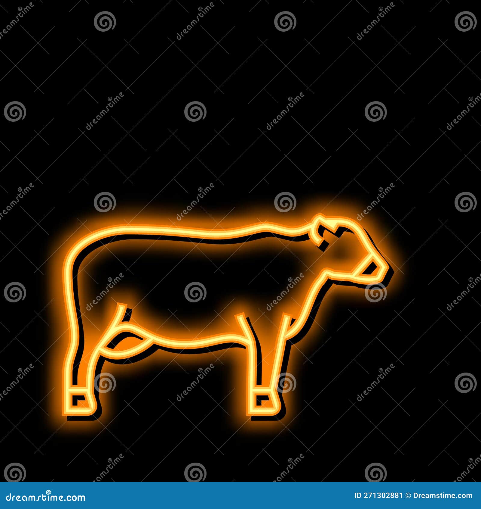Cattle Beef Neon Glow Icon Illustration Stock Vector - Illustration of ...