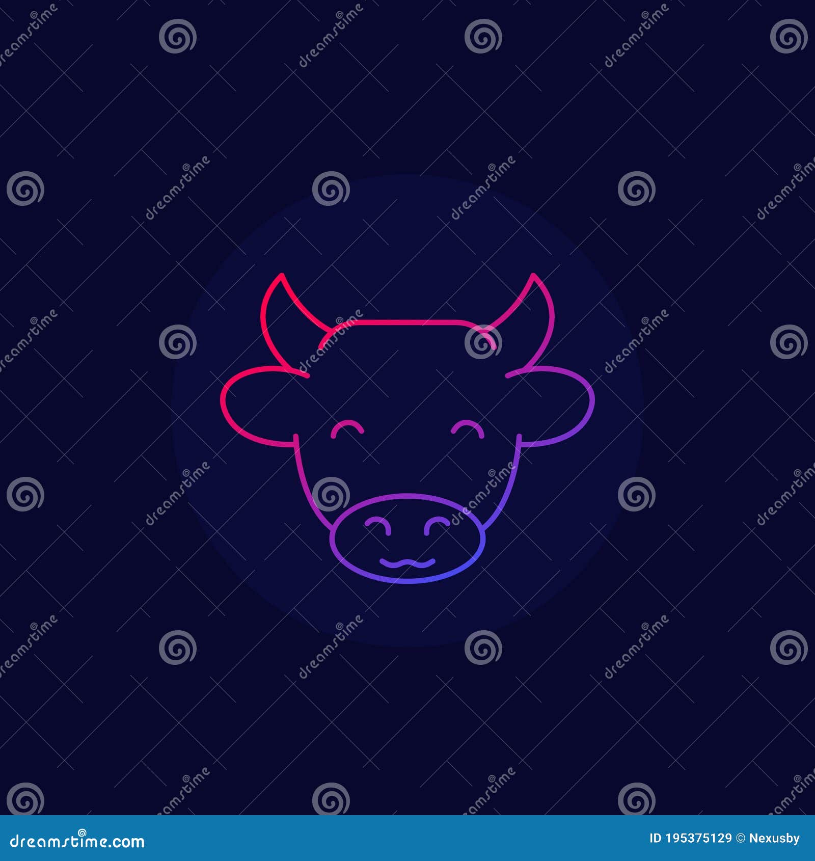 Cattle, Cow Head Linear Vector Icon Stock Vector - Illustration of bull ...