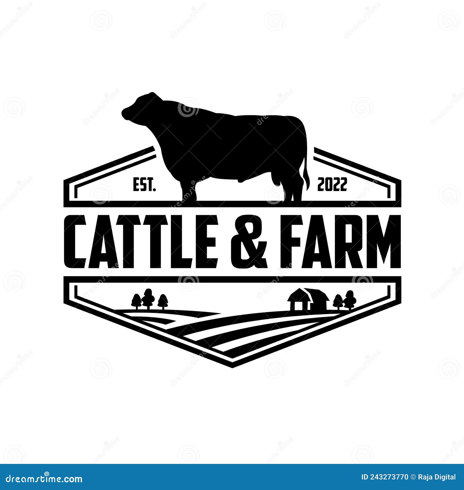 Cattle Farm Premium Emblem Logo Design Stock Vector - Illustration of ...
