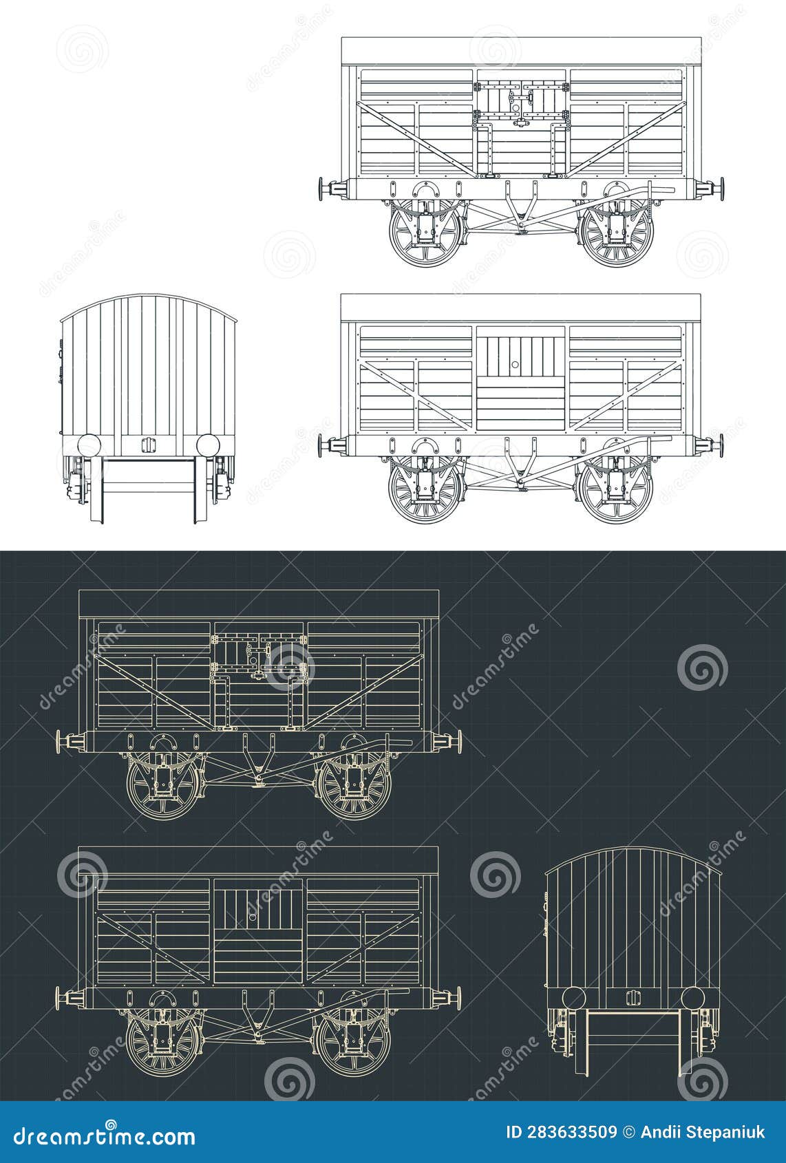 Cattle wagon blueprints stock vector. Illustration of drawings - 283633509
