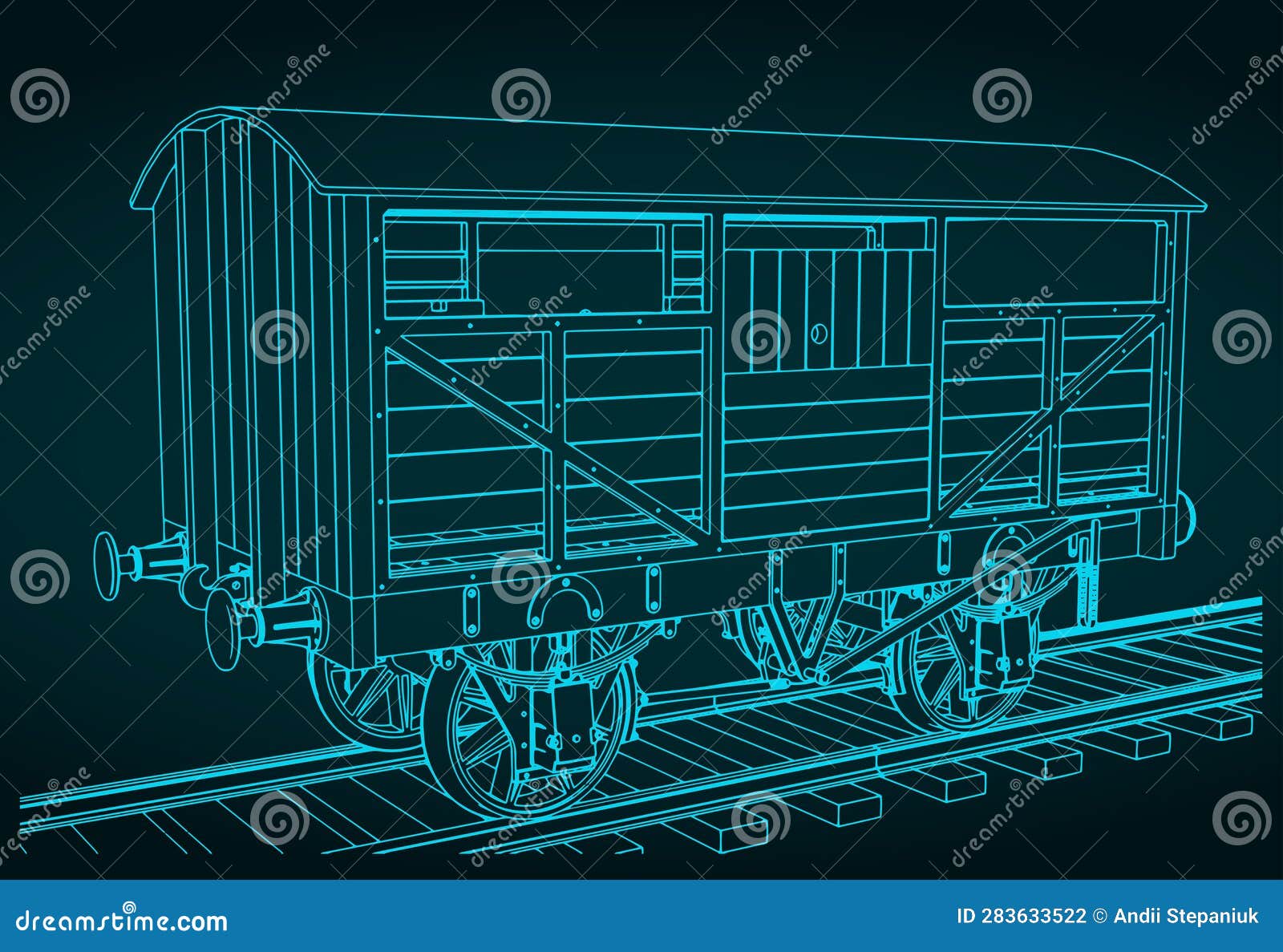 Cattle wagon stock vector. Illustration of road, train - 283633522