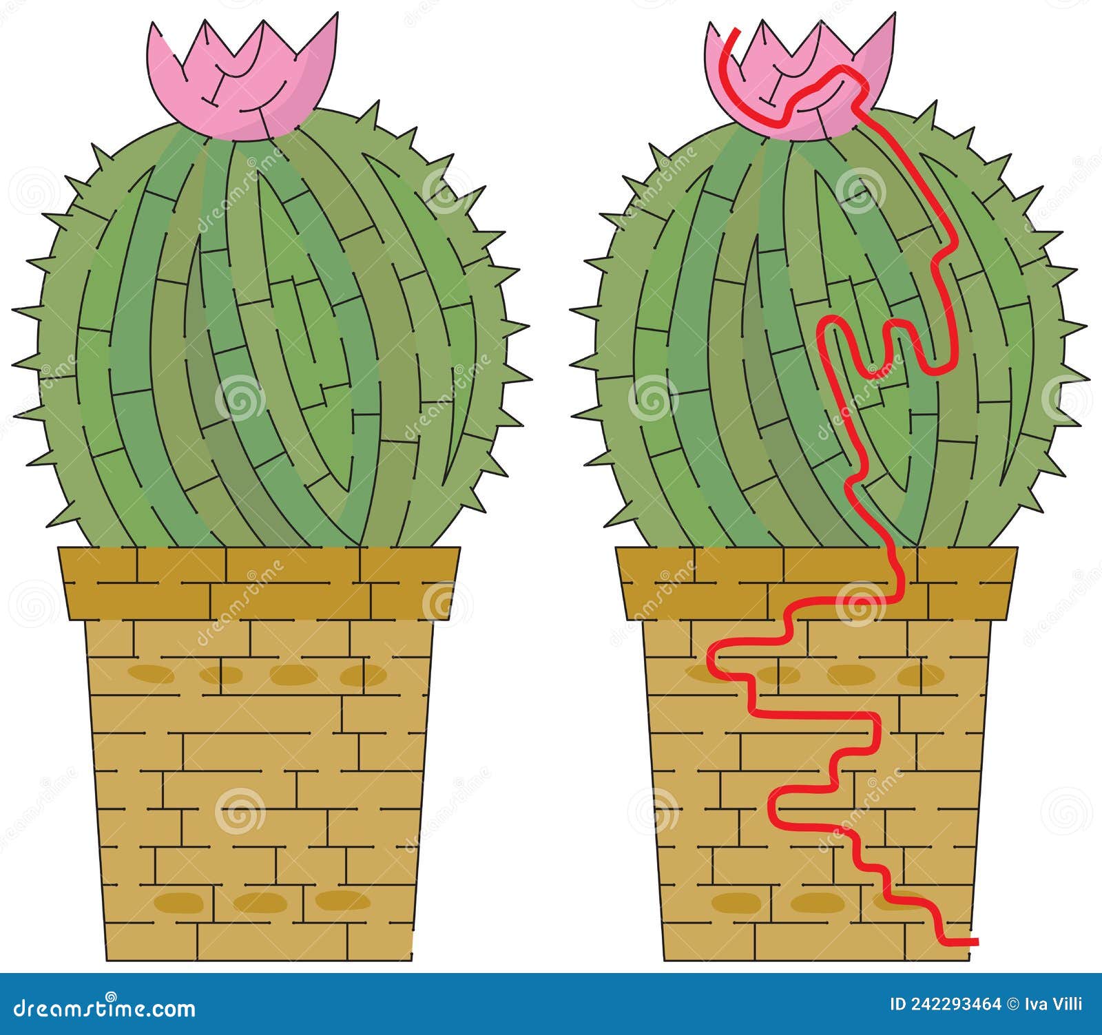 Catus maze stock vector. Illustration of drawing, cactus - 242293464