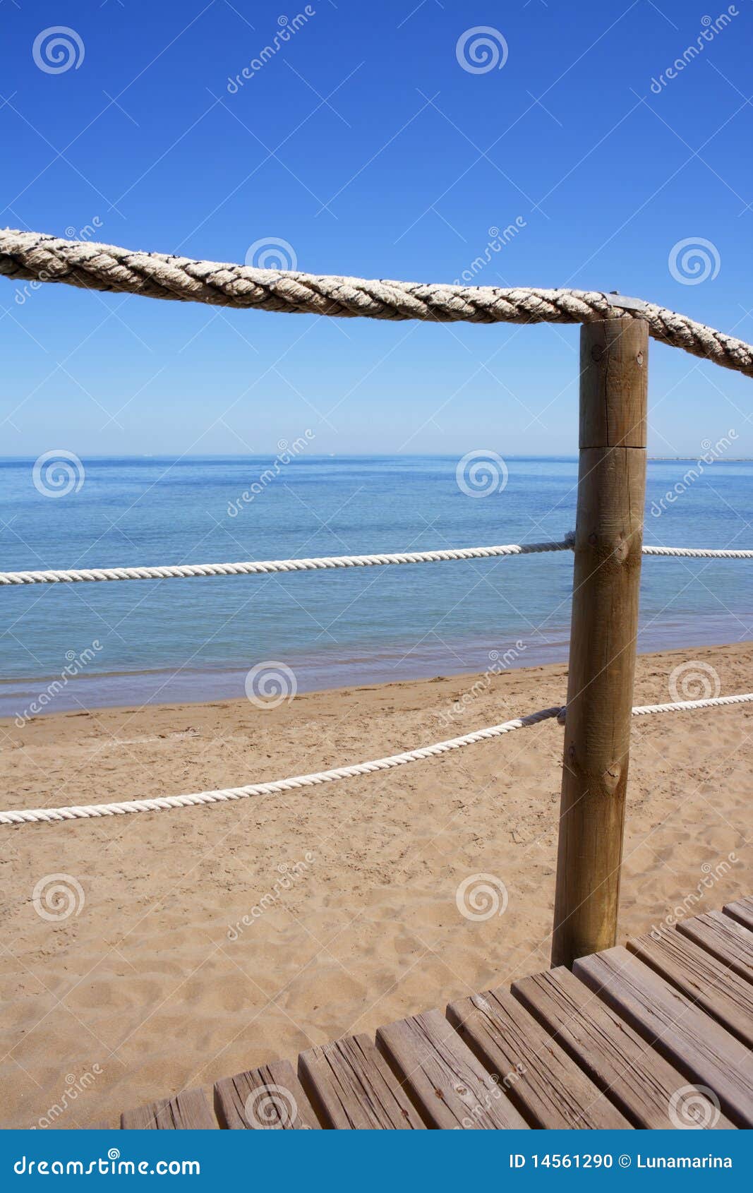 Catwalk on Wood Rope Railing on Sea Beach Stock Photo - Image of scenic ...