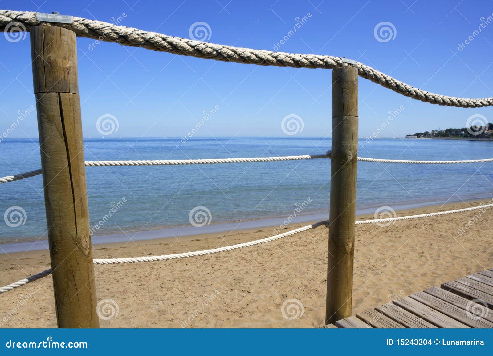 Catwalk on Wood Rope Railing on Sea Beach Stock Photo - Image of ...