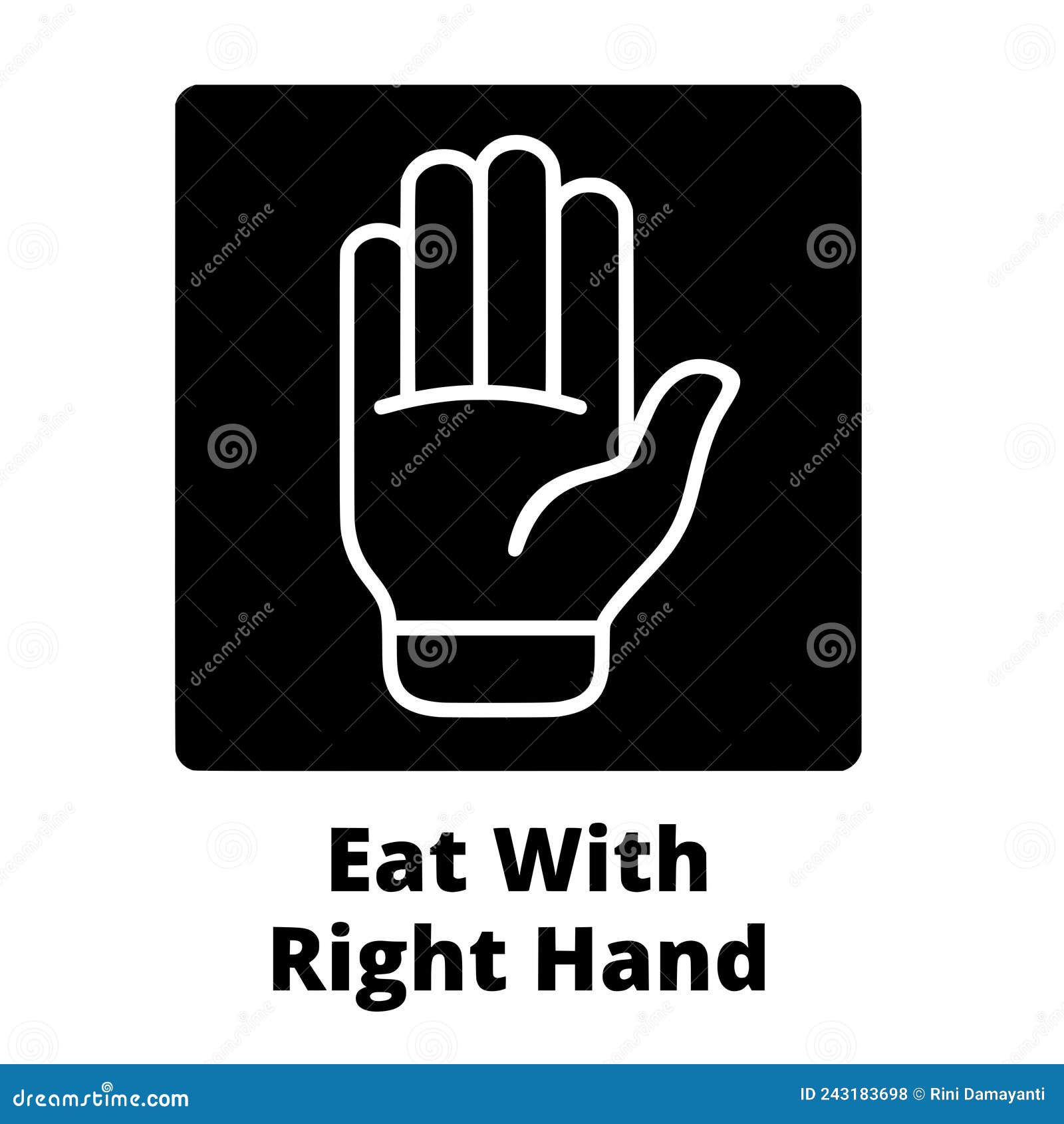 Cau4 Eat while right hand stock vector. Illustration of eating - 243183698