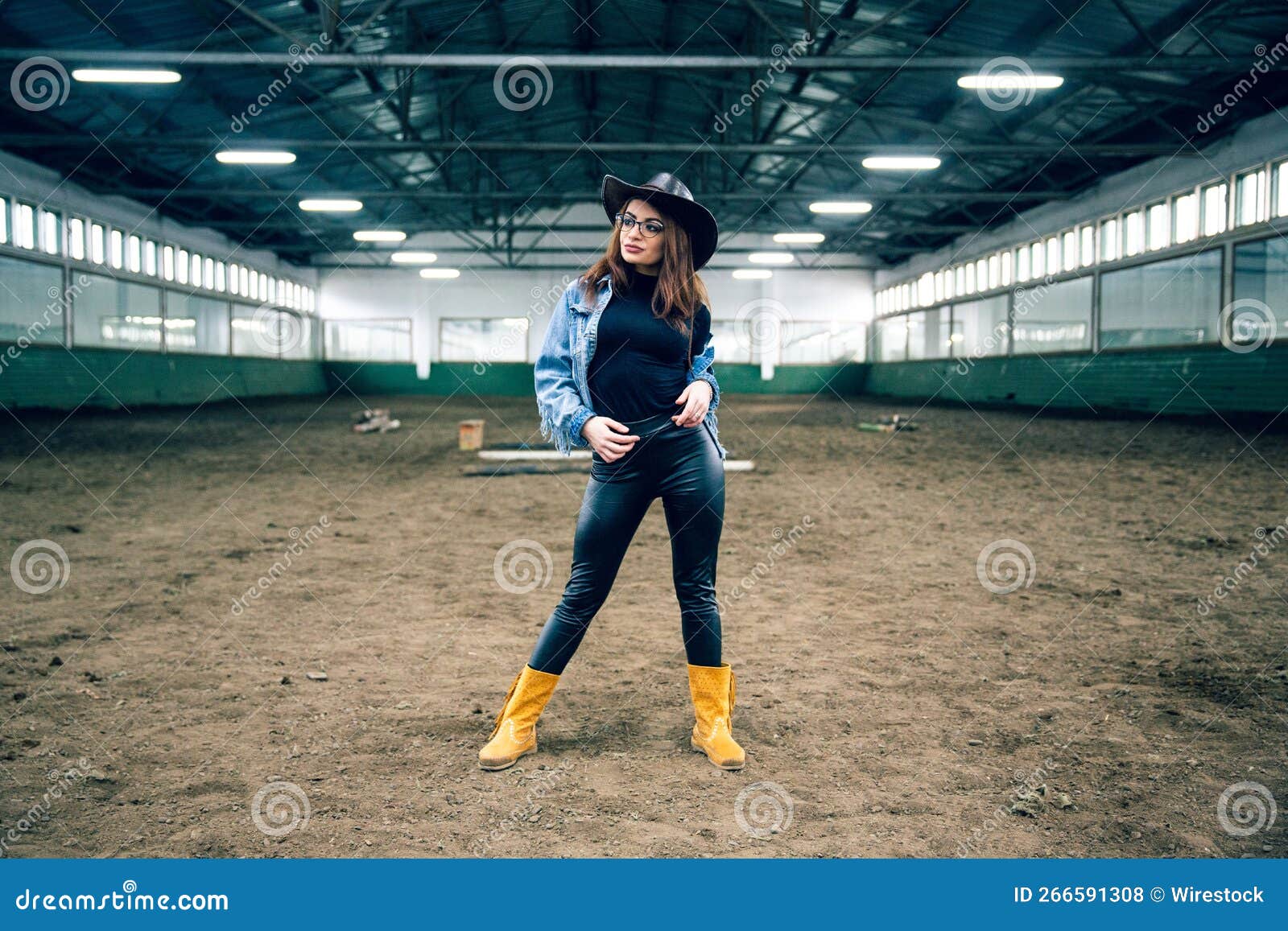 Caucasian Attractive Female Posing in the Barn Stock Photo - Image of ...