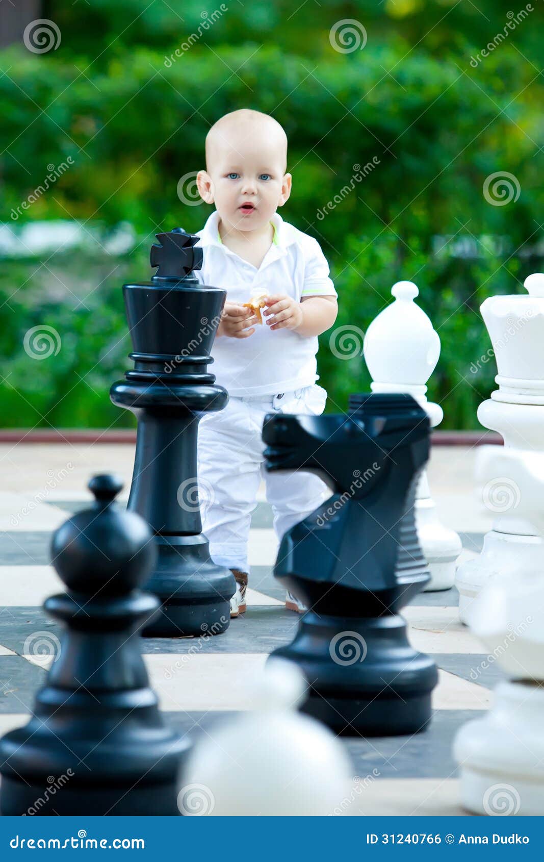 Caucasian Baby Boy Palys Chess Stock Photo - Image of beauty, family ...