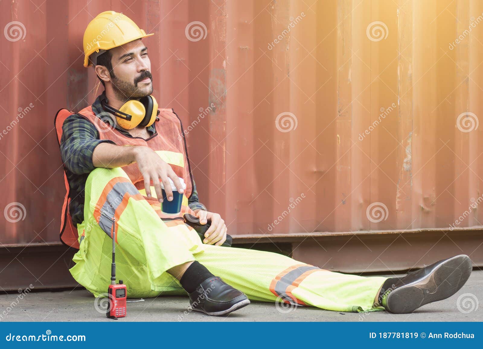 Caucasian Beard Worker is Taking a Rest Stock Image - Image of ...