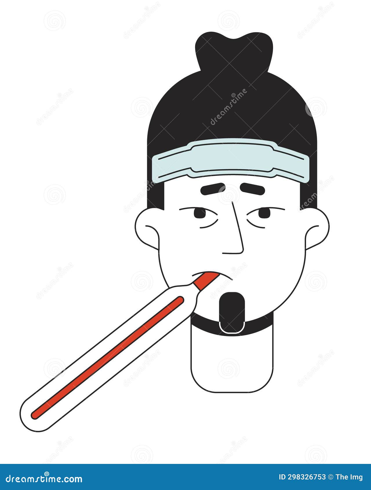 Caucasian Bearded Man Getting Sick 2D Linear Vector Avatar Illustration ...