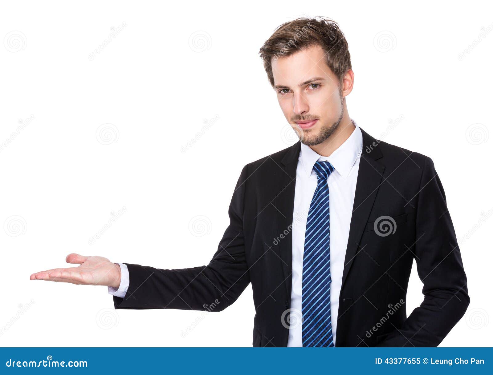 Caucasian Business Man with Hand Presentation Stock Image - Image of ...