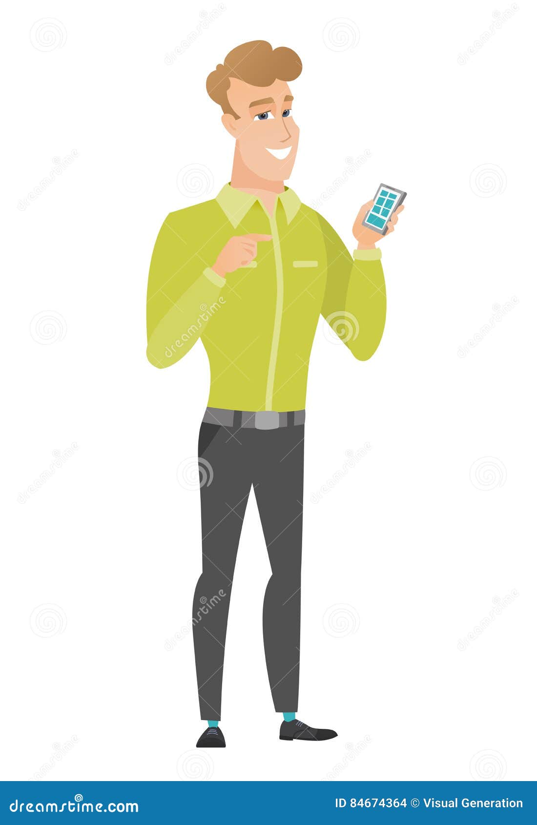 Caucasian Business Man Holding A Mobile Phone Stock Vector