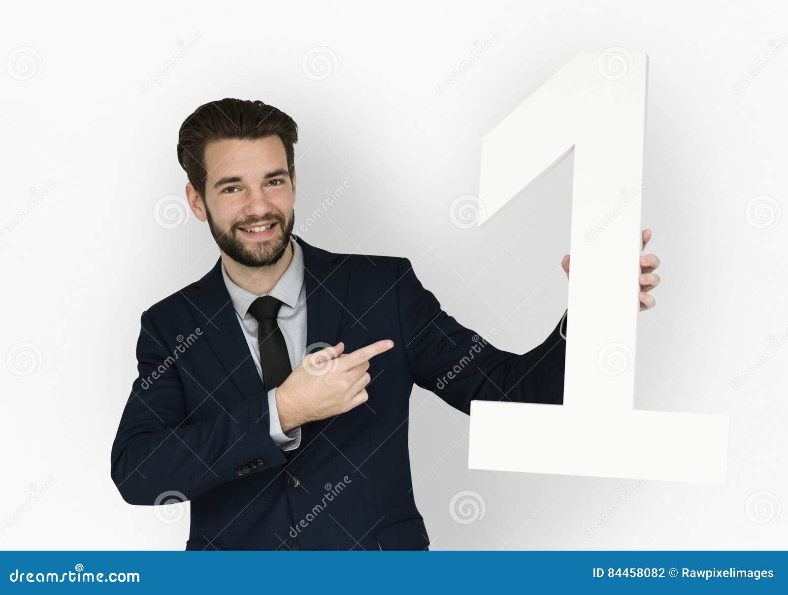 Caucasian Business Man Number One Concept Stock Photo - Image of people ...