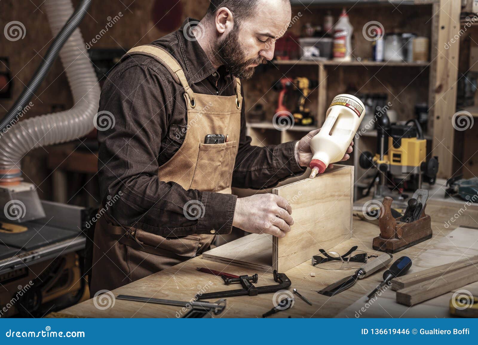 Carpenter at work stock photo. Image of handcrafted - 136619446