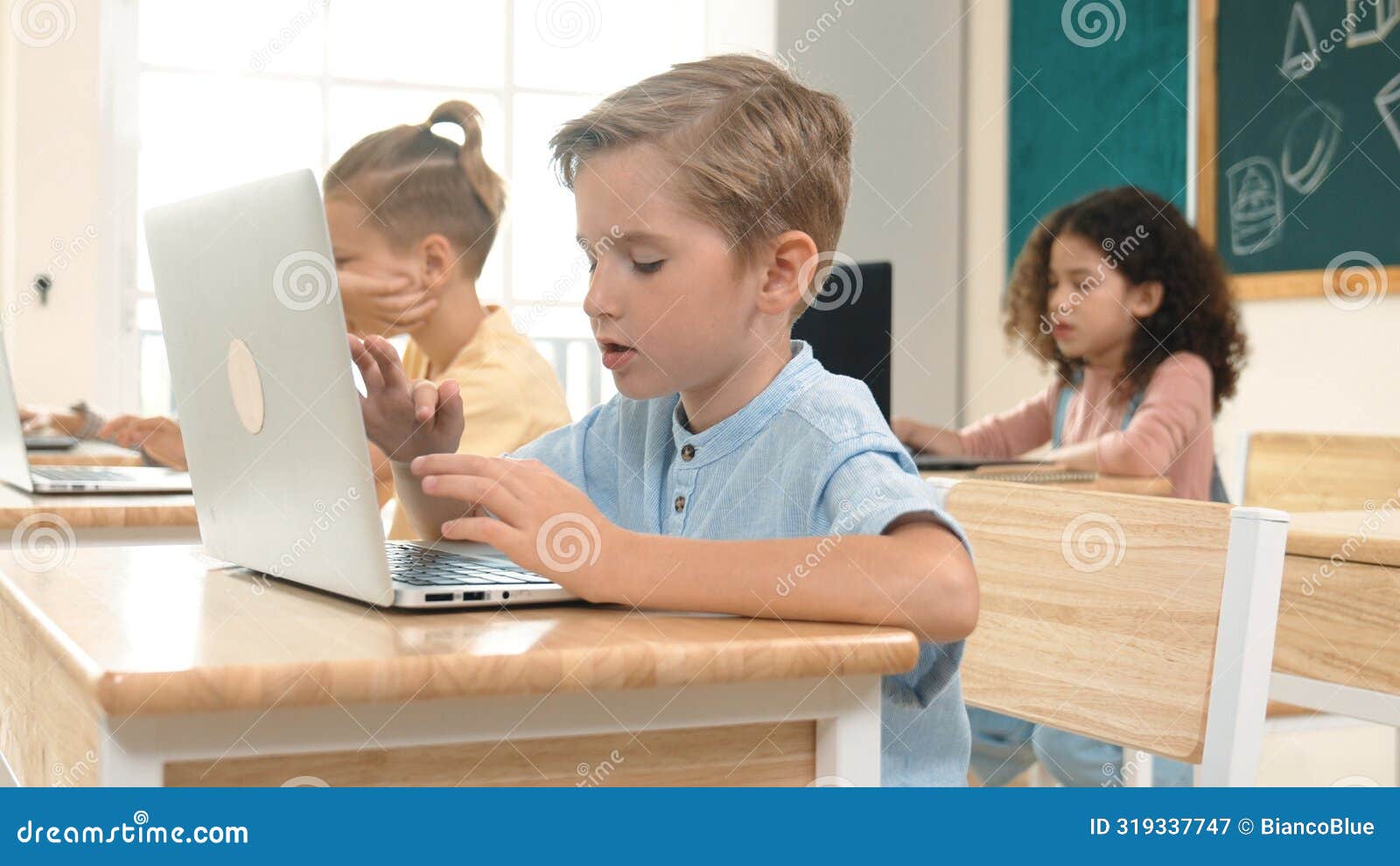 Caucasian Child Programing Software System and Learning about Coding ...
