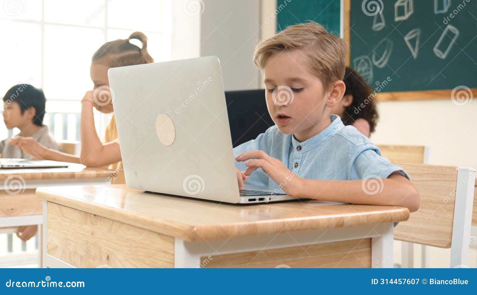 Caucasian Child Programing Software System and Learning about Coding ...