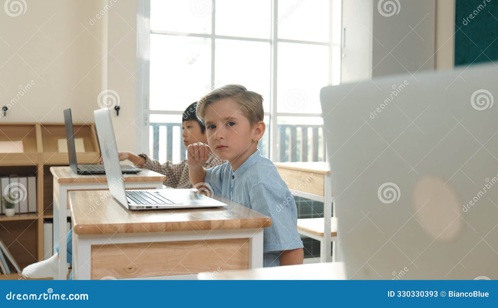 Caucasian Child Programing Software System and Learning about Coding ...