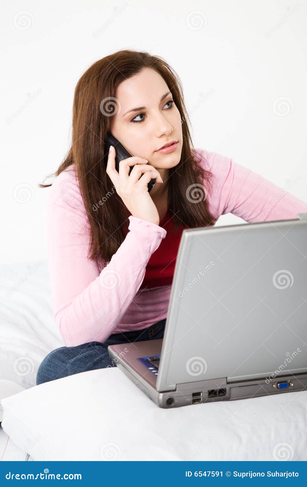 Caucasian College Student on the Phone Stock Image - Image of laptop ...