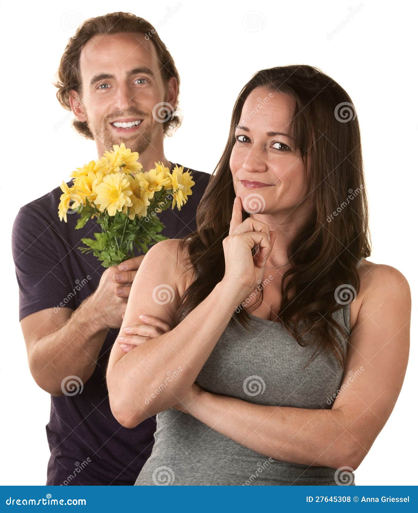 Caucasian Couple Expressing Forgiveness Stock Photo - Image of ...