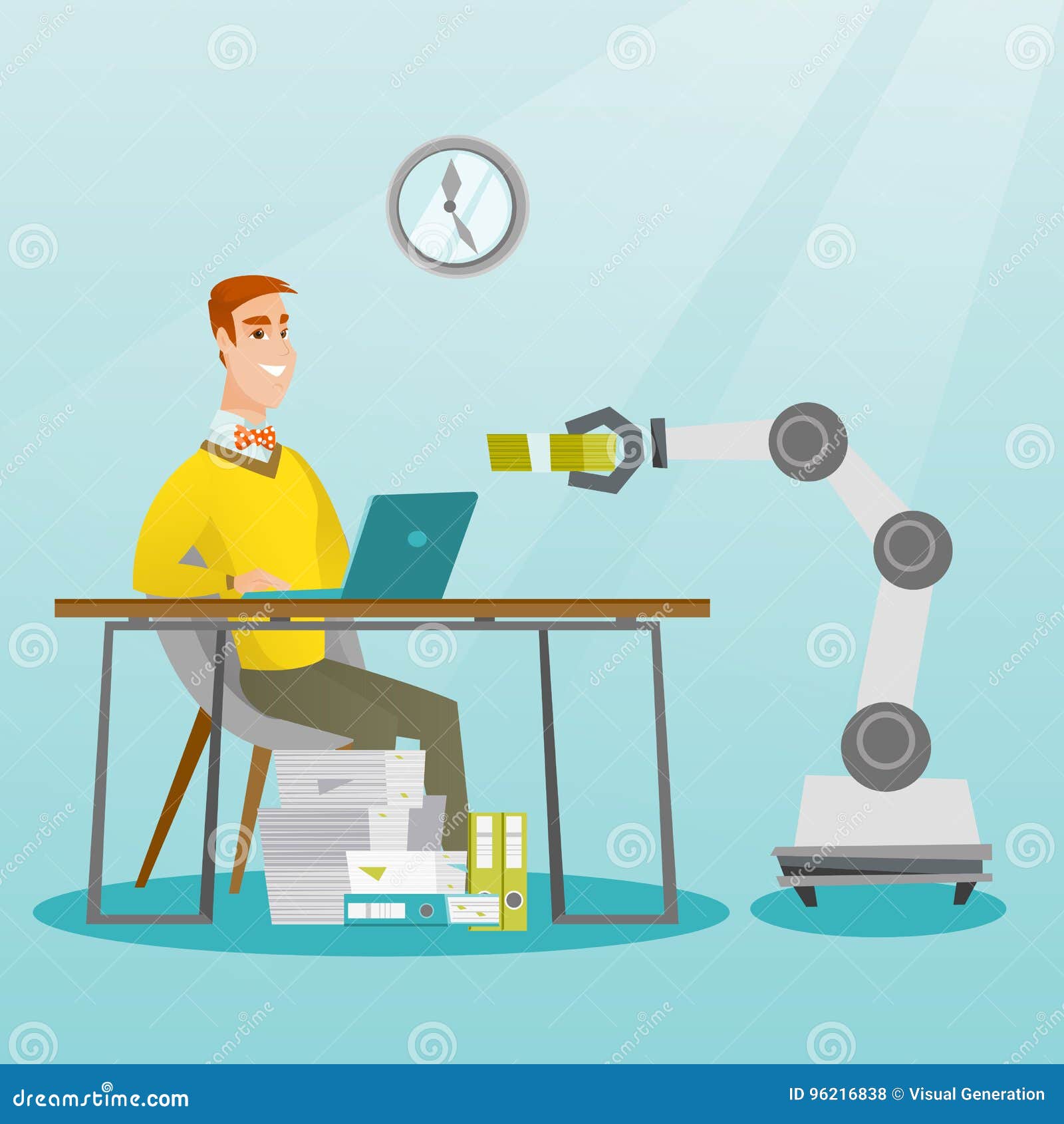 Caucasian Developer Programming a Robotic Hand. Stock Vector ...