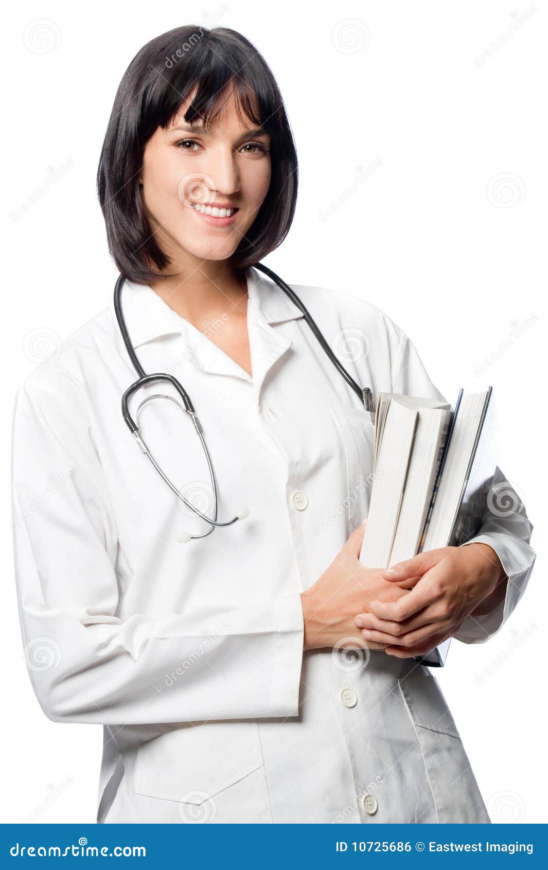 Caucasian Doctor with Books Stock Photo - Image of occupation ...