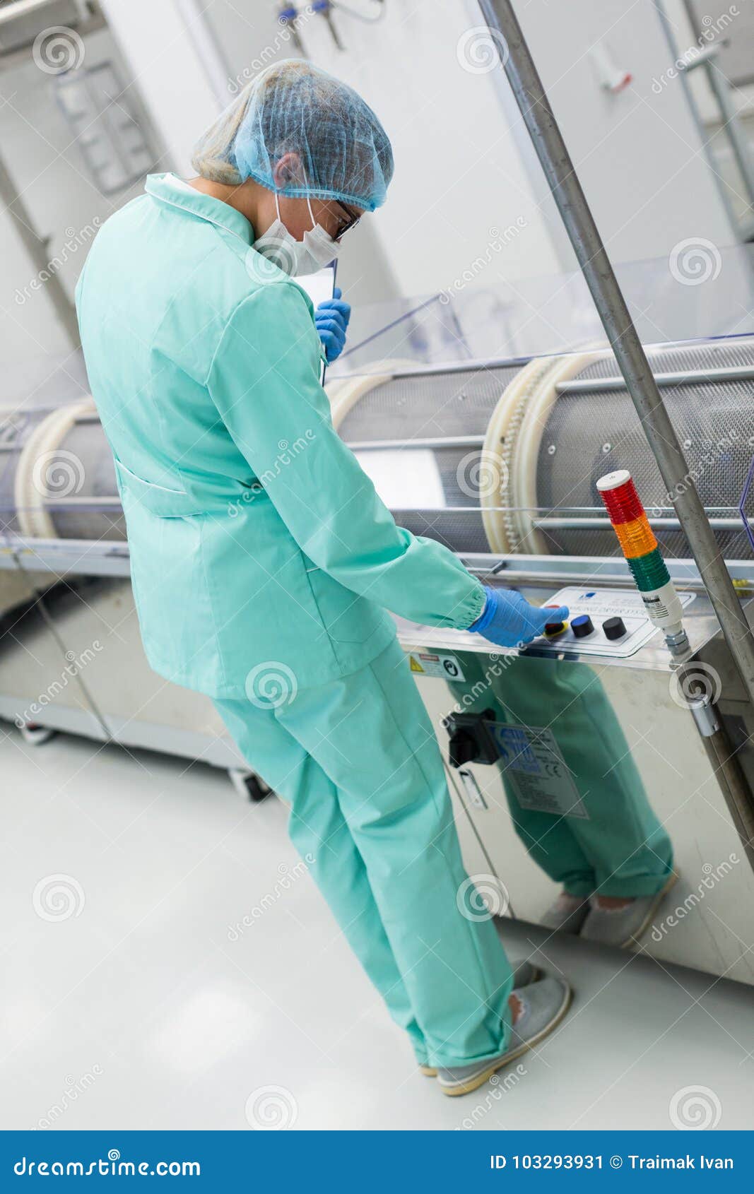 Factory Worker Stand, Work with Control Panel Stock Image - Image of ...