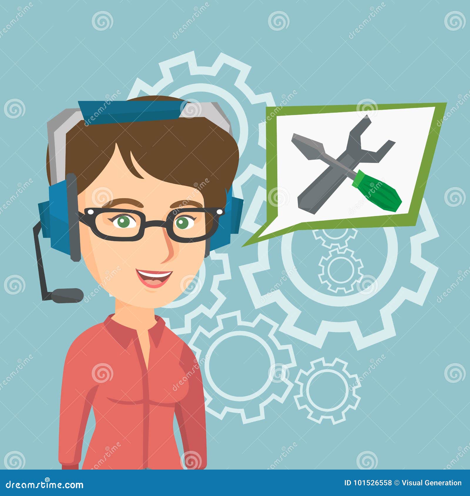 Young Caucasian Technical Support Operator. Stock Vector - Illustration ... Young Caucasian Technical Support Operator. Stock Vector - Illustration ...