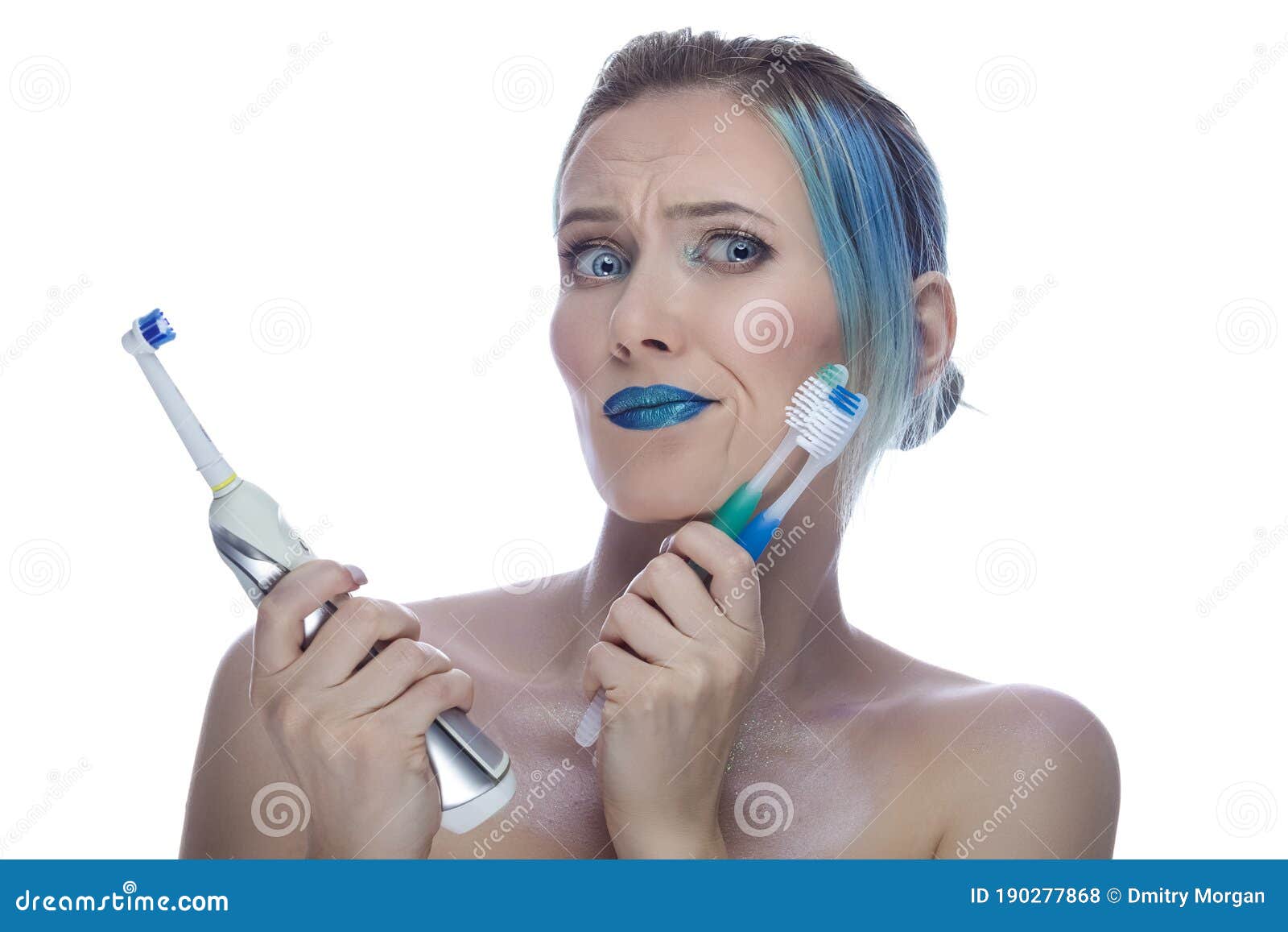 Caucasian Female With Silky Skin In Two Minds Between Manual And