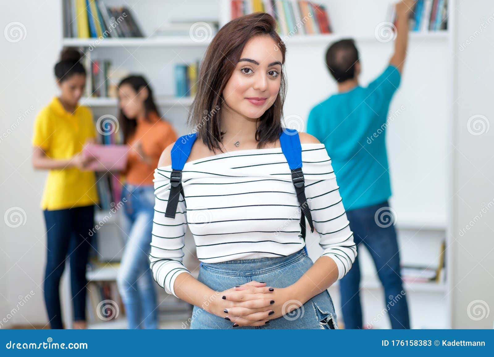 Caucasian Female Student with Group of Students Stock Image - Image of ...