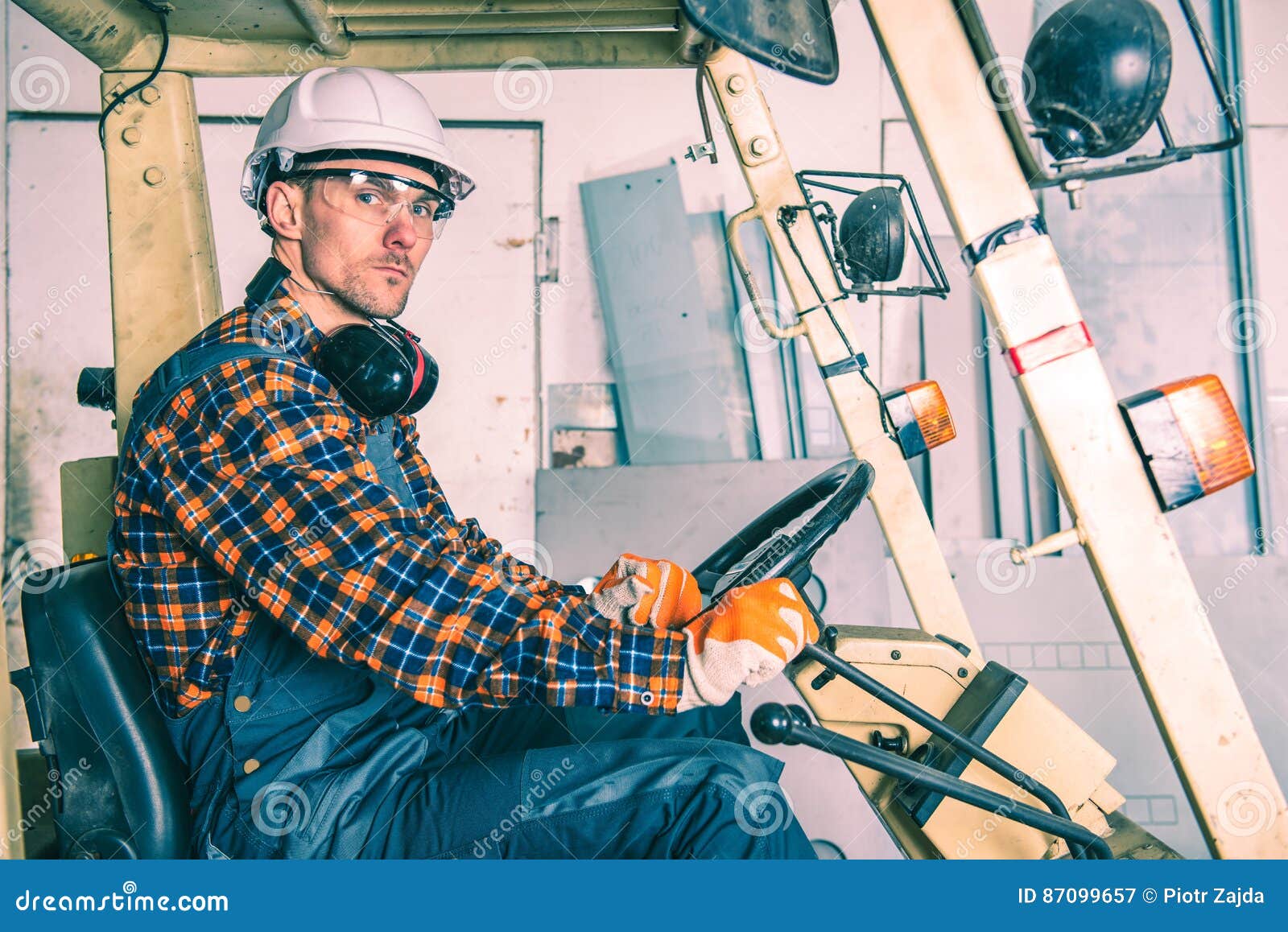 Caucasian Forklift Operator Stock Image - Image of forklift, line: 87099657