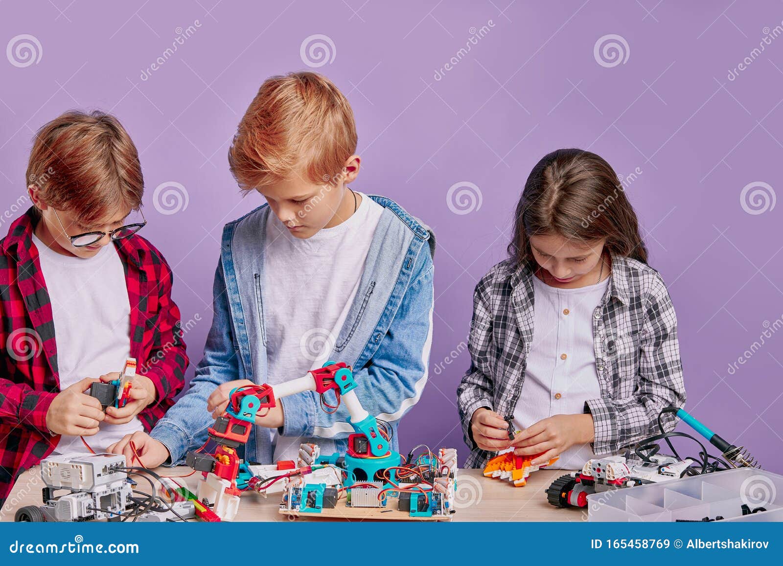 Caucasian Kids Studying Robotics Stock Image - Image of hispanic ...