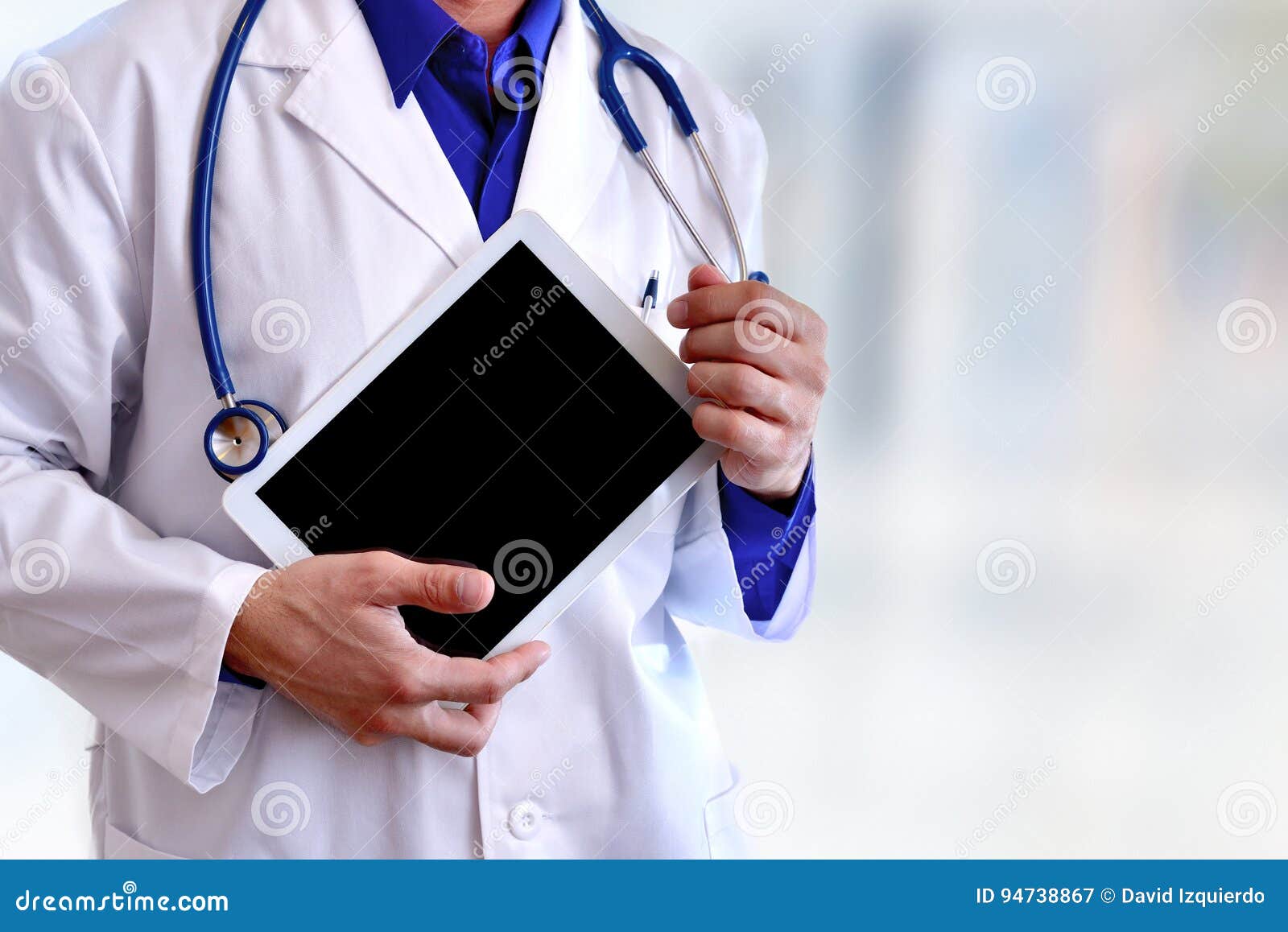 Caucasian General Doctor with Tablet Half Body Concept Stock Image ...