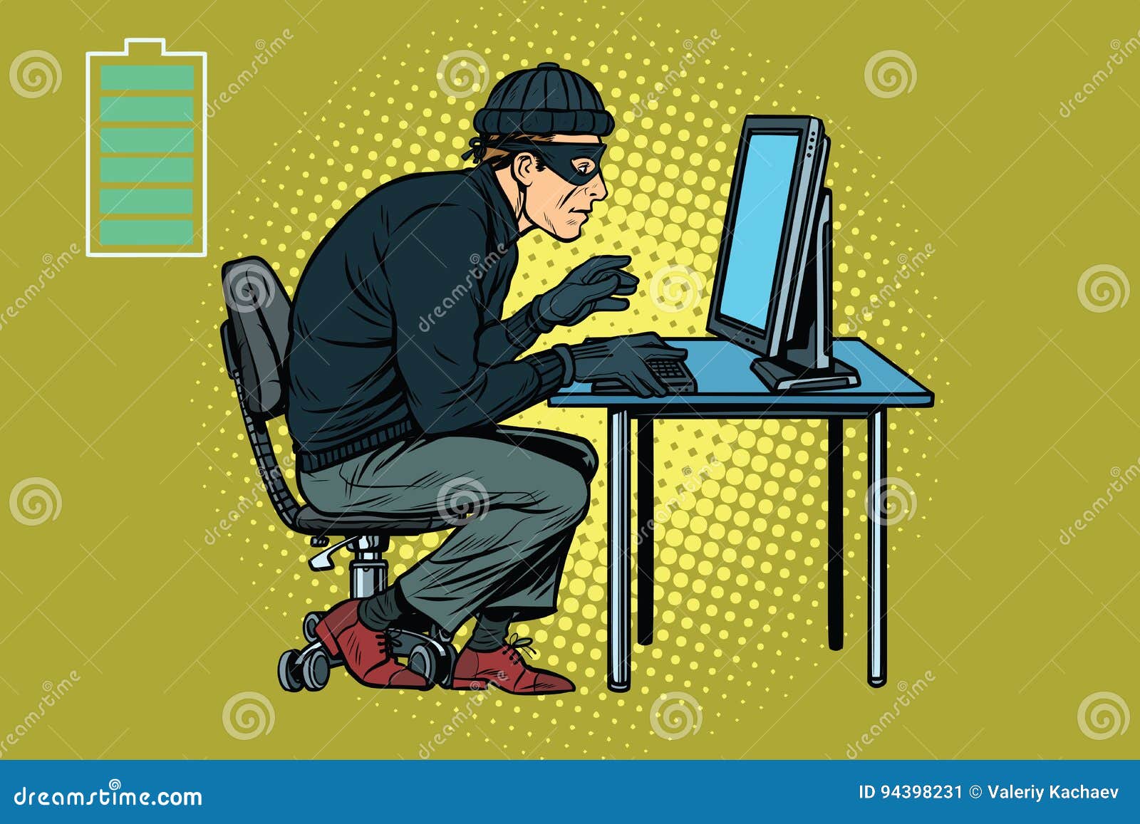 Hacker Thief Robbery Network Cartoon Vector | CartoonDealer.com #53148098
