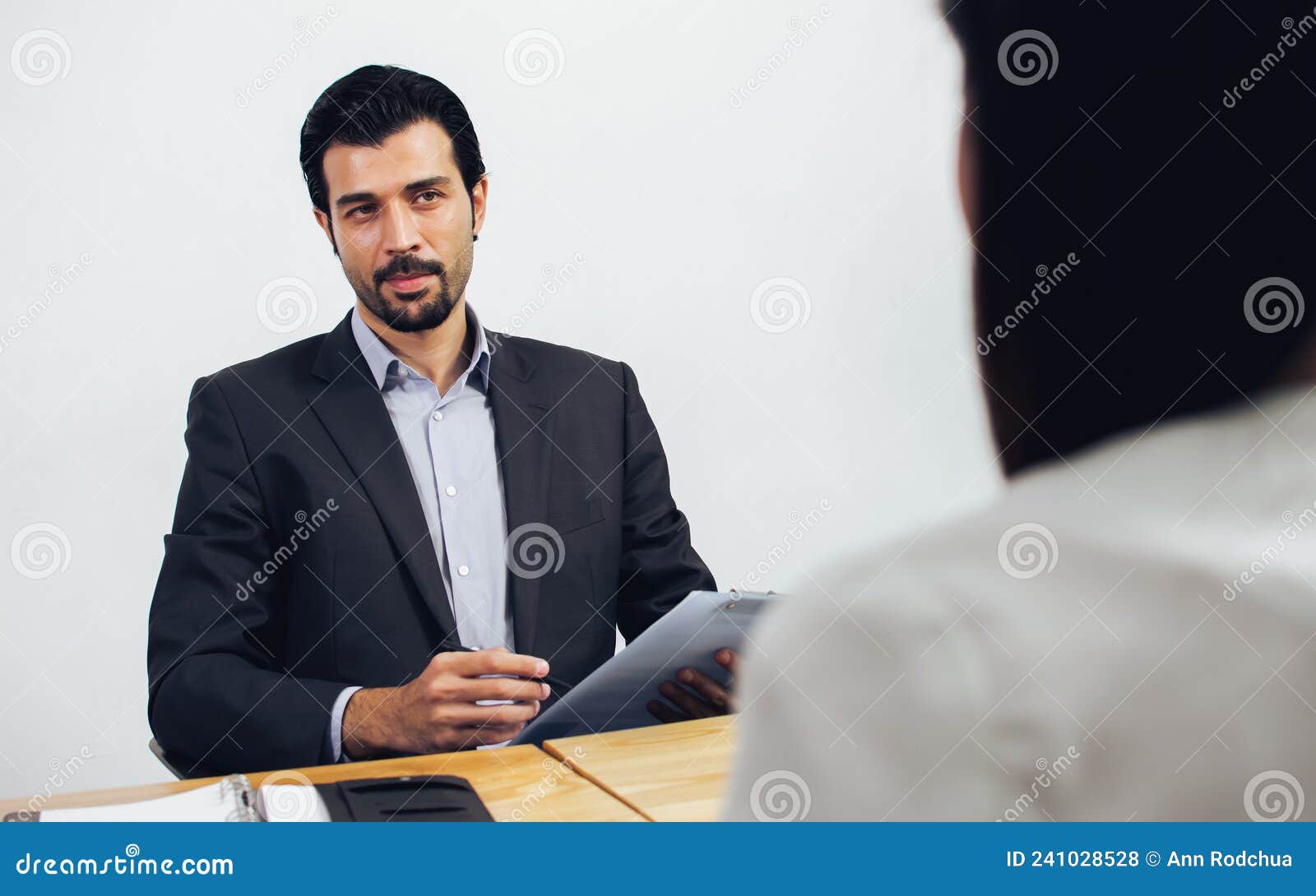 Caucasian Handsome Man Wearing Formal Suit, Interviewing Candidate for ...
