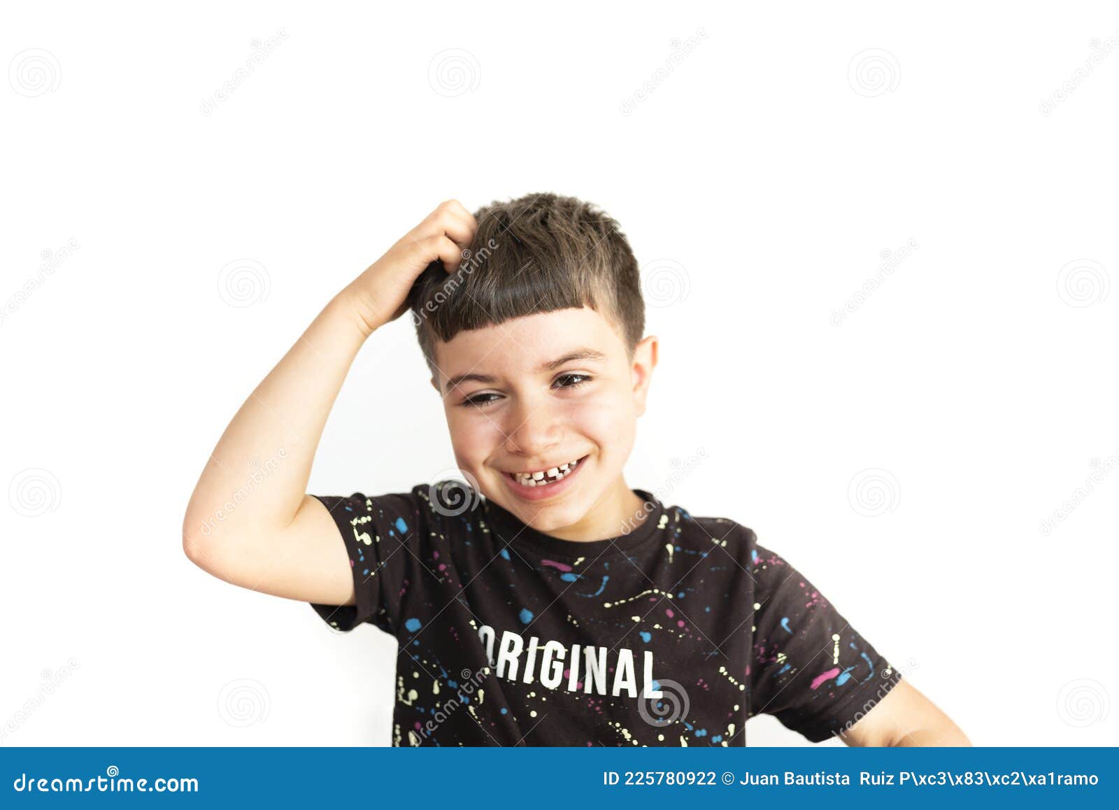 Caucasian Kid Making Hesitant Gesture on White Background Stock Photo ...
