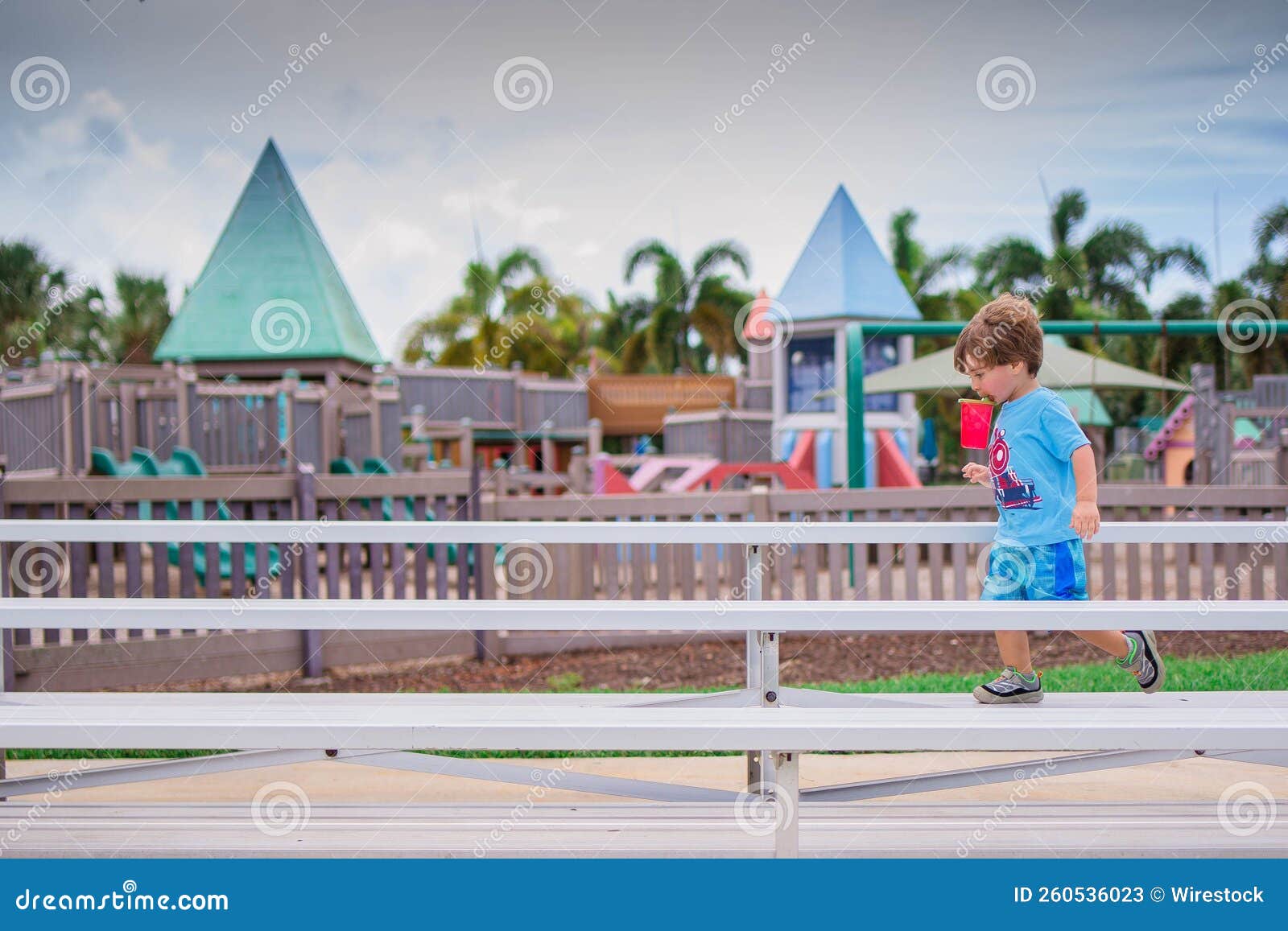 Caucasian Little Boy Running in Playground Stock Image - Image of park ...