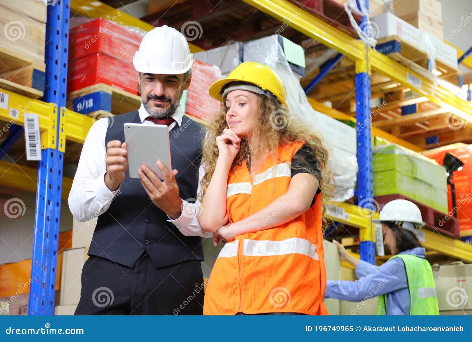 Caucasian Male Boss with His Female Store Manager in Full Safety ...