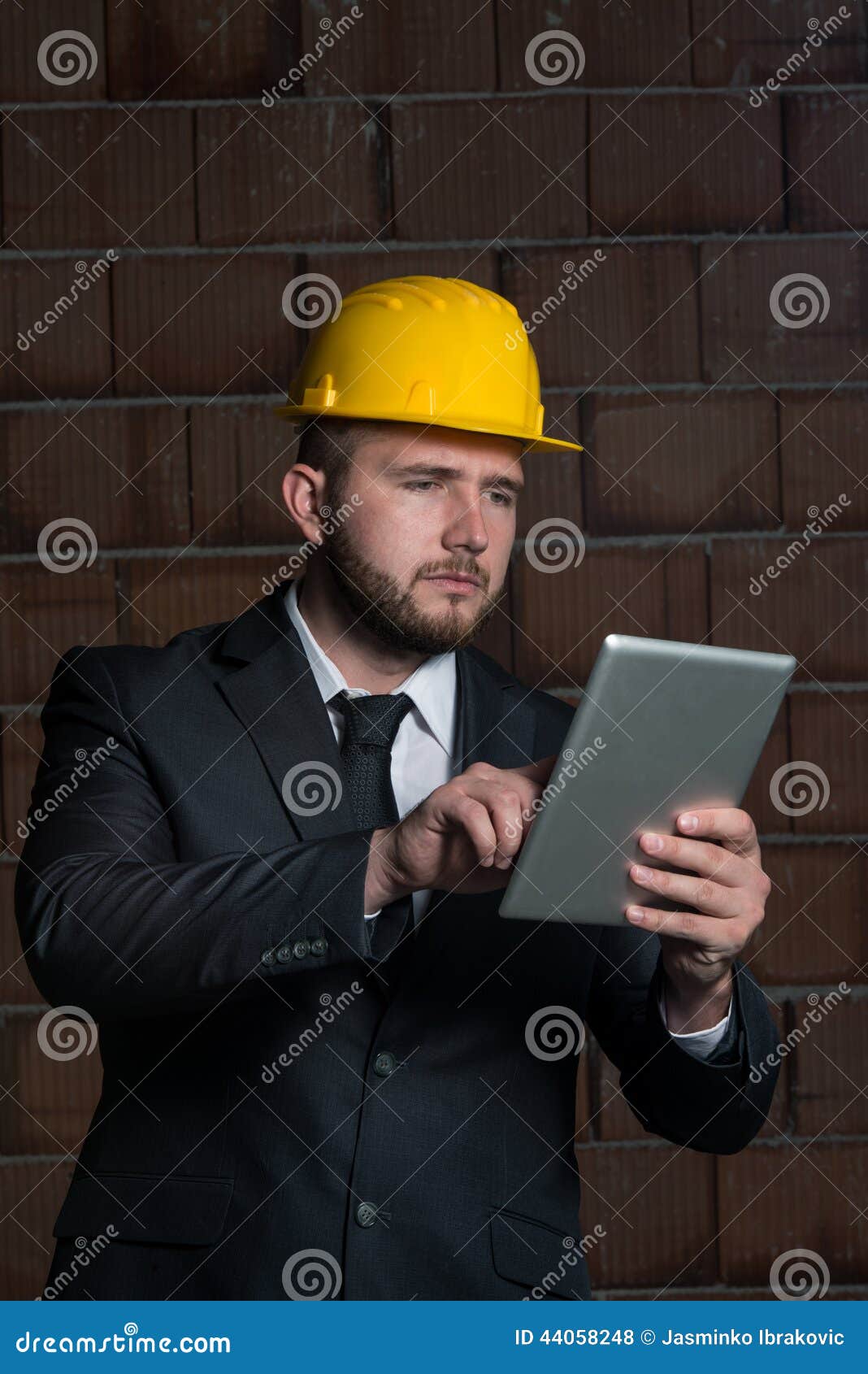 Caucasian Male Construction Manager with Tablet Pc Stock Photo - Image ...