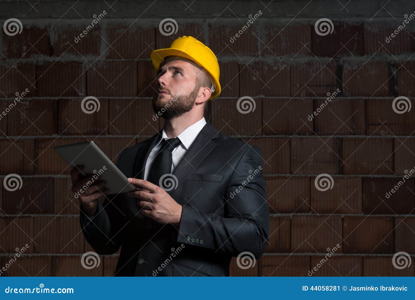 Caucasian Male Construction Manager with Tablet Pc Stock Image - Image ...