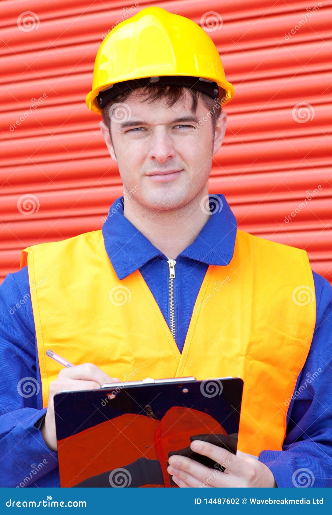 Caucasian Male Engineer Writing His Report Stock Photo - Image of ...