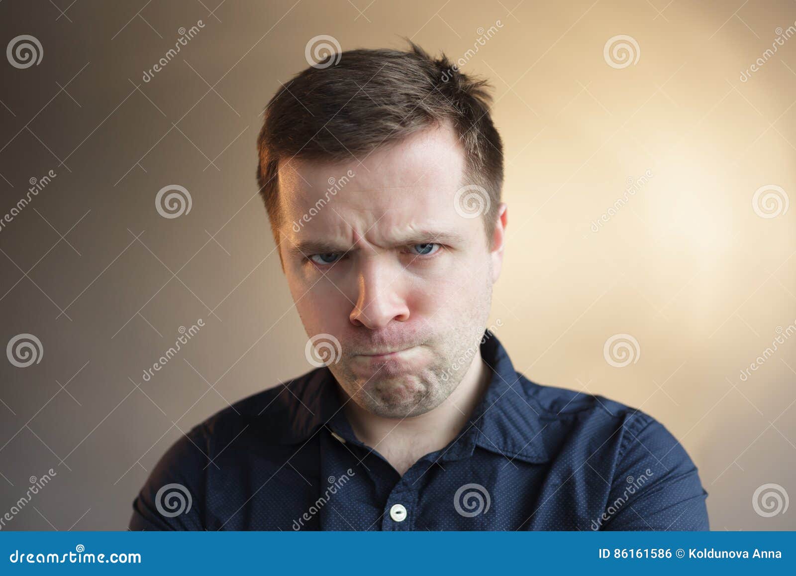 Caucasian Man with Angry Mood Stock Photo - Image of attentive, male ...
