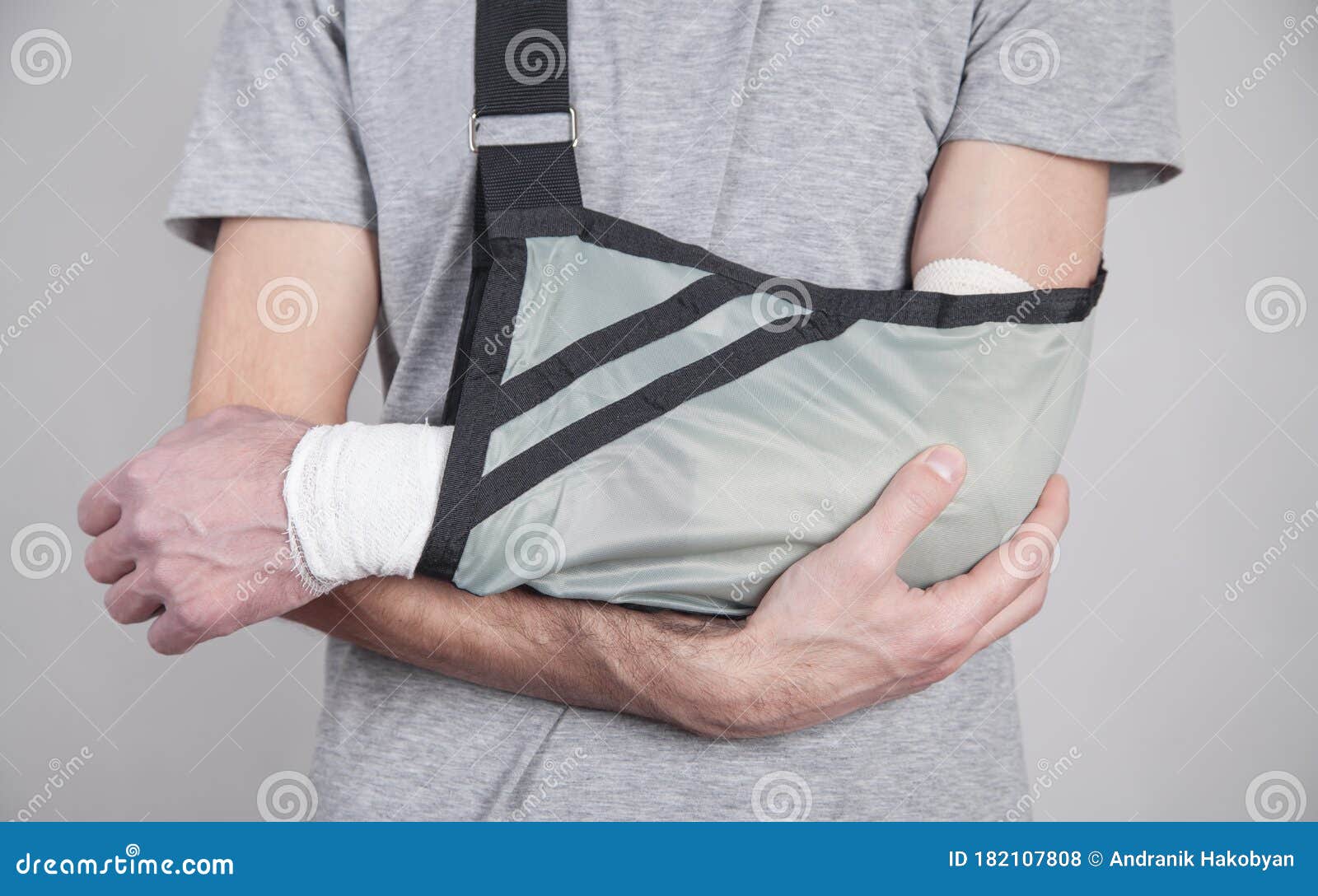 Caucasian Man with Arm Sling Stock Photo - Image of health, accident ...