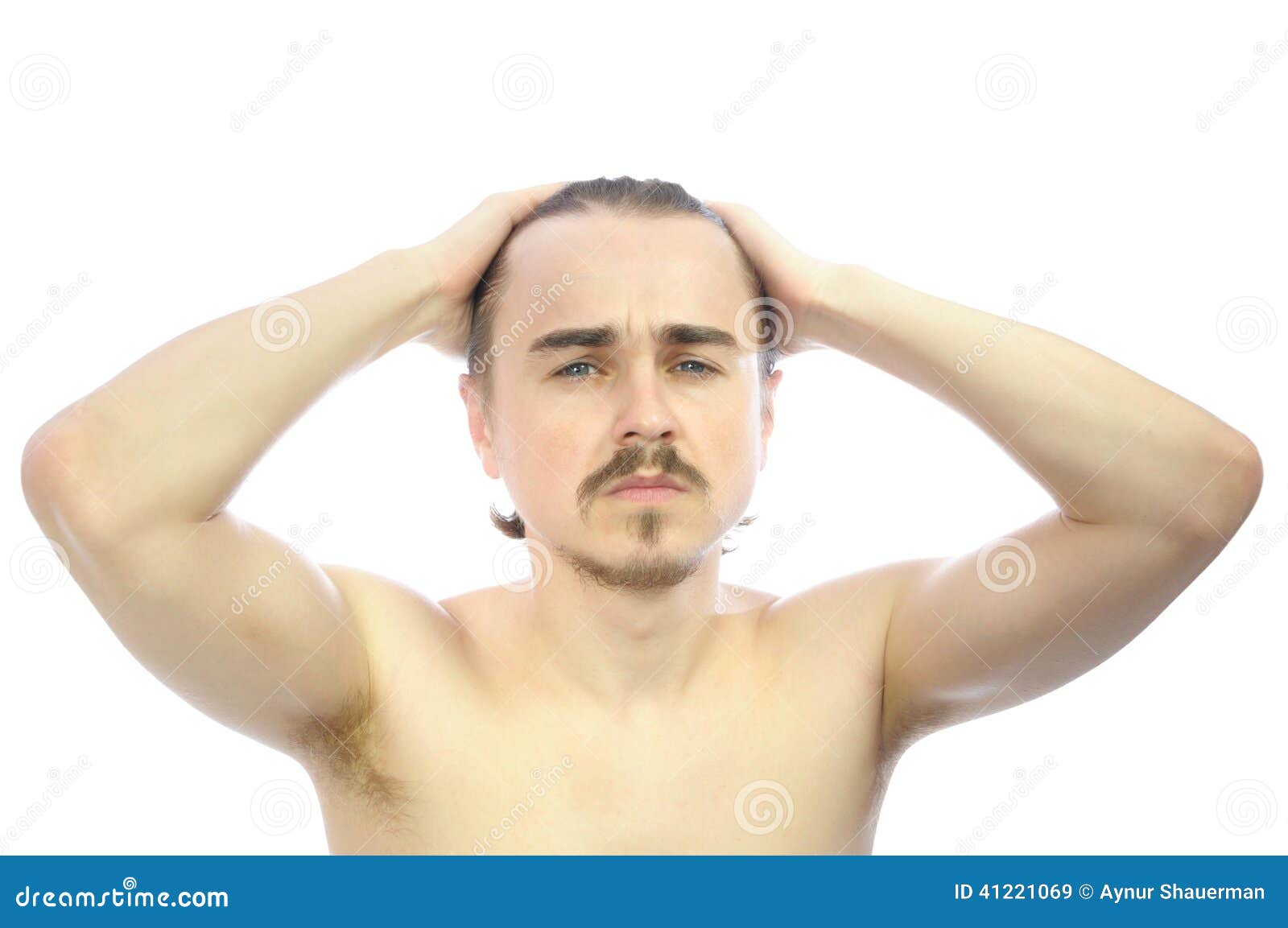 Caucasian Man with Arms Behind His Head Stock Image - Image of ...