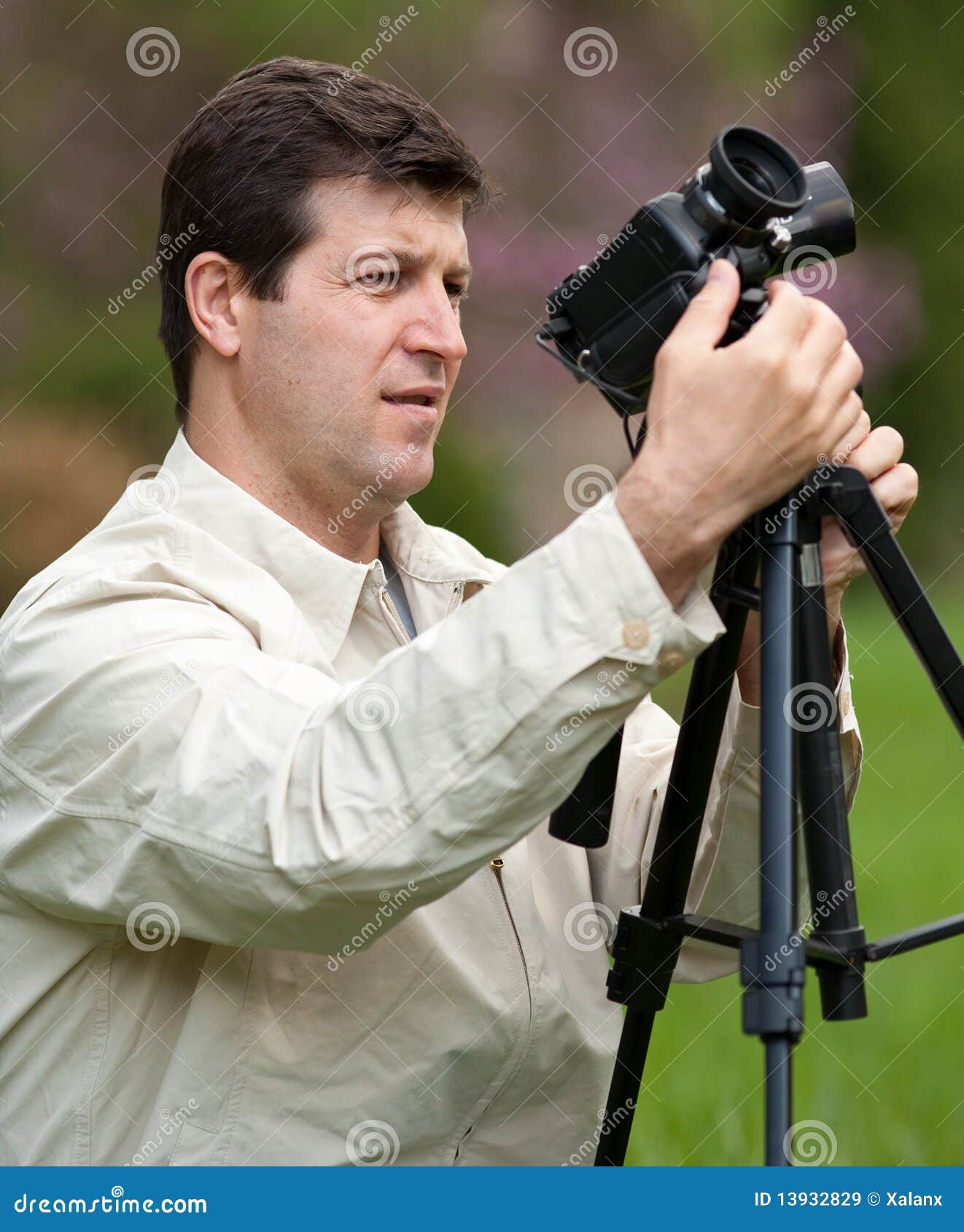 Caucasian man filming stock image. Image of nature, media - 13932829
