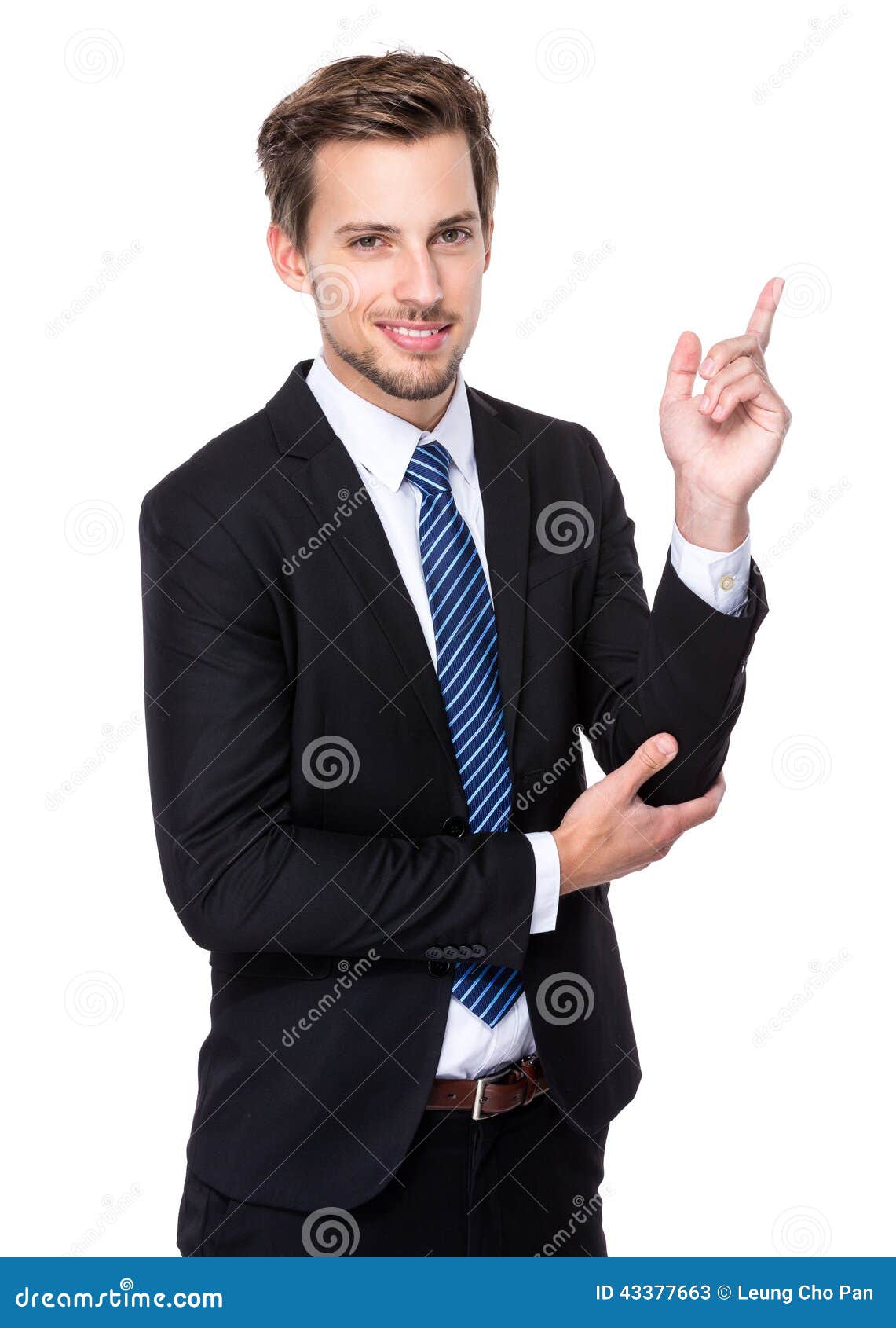 Caucasian Man with Finger Up Stock Image - Image of groomed, indicate ...