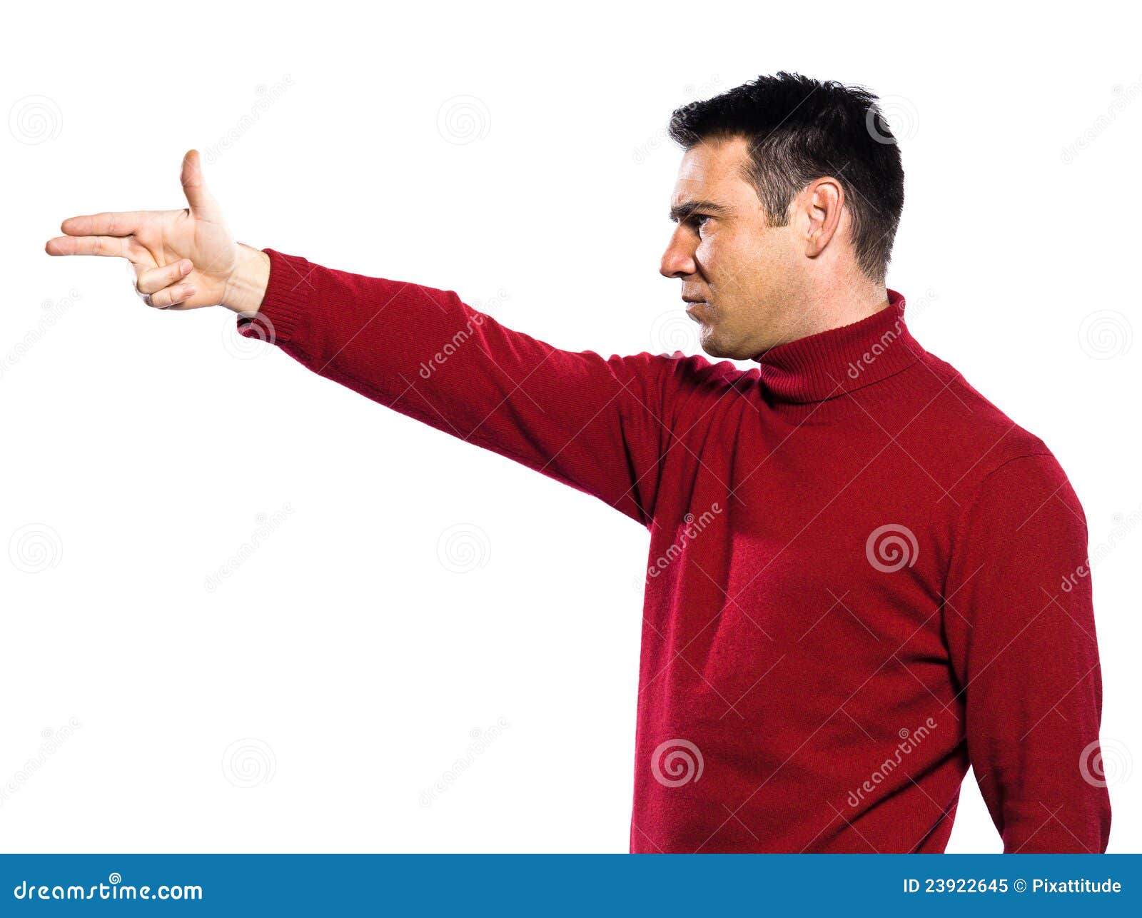Caucasian man gun gesture stock image. Image of sign - 23922645