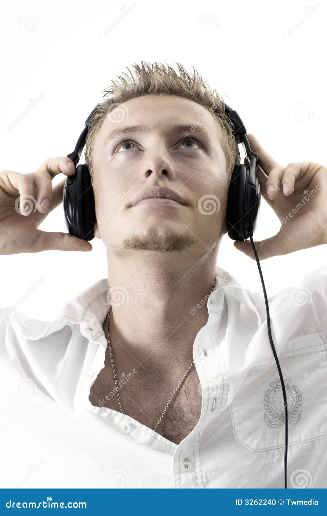 Caucasian Man with Headphones Stock Photo - Image of adult, leisure ...