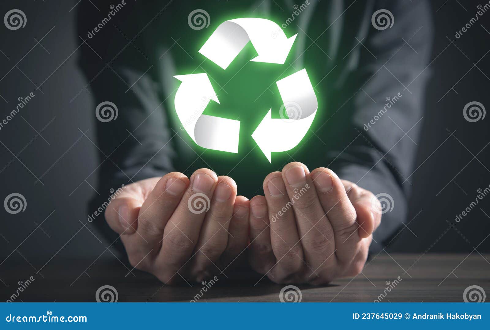 Caucasian Man Holding Recycle Symbol Stock Image - Image of nature ...
