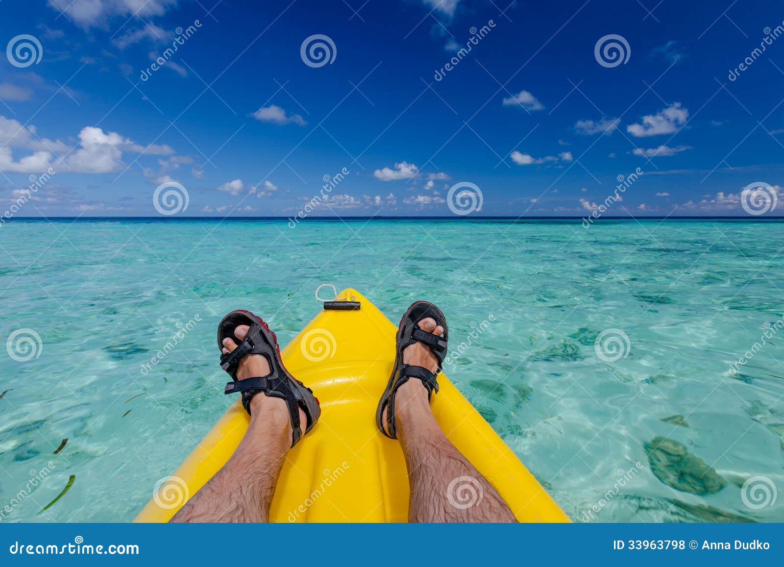 Caucasian Man Kayaking in Sea at Maldives Stock Photo - Image of ...