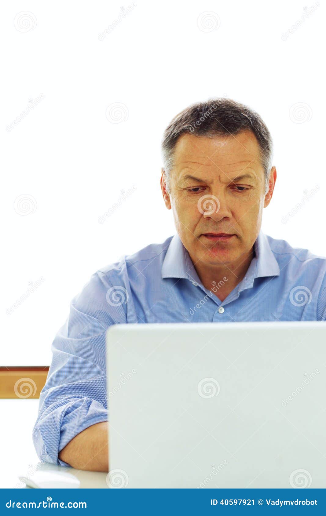 Caucasian Man Looking at His Laptop Computer Stock Image - Image of ...